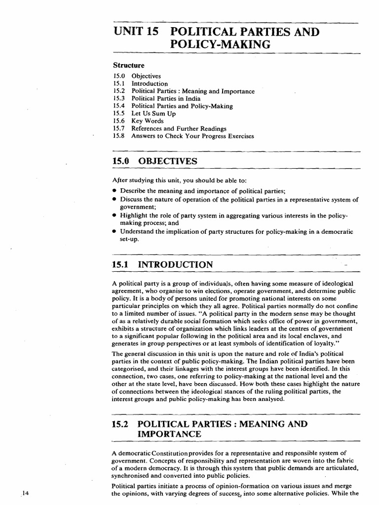 Role of Political Parties | PDF | Socialism | Indian National Congress