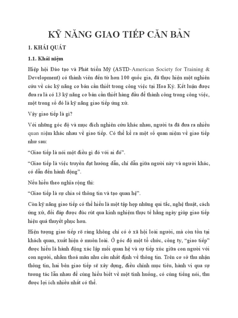 Ky Nang Giao Tiep Can Ban | PDF