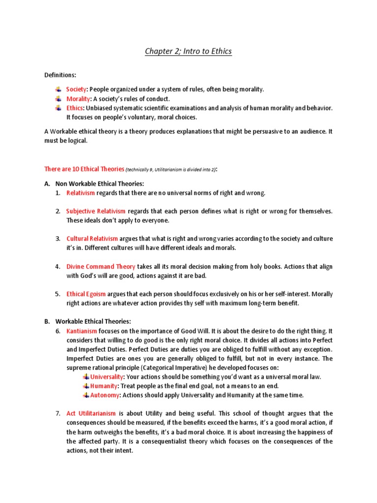 ITE 390 - Chapter 2 - Intro To Ethics Summary | PDF | Utilitarianism | Morality