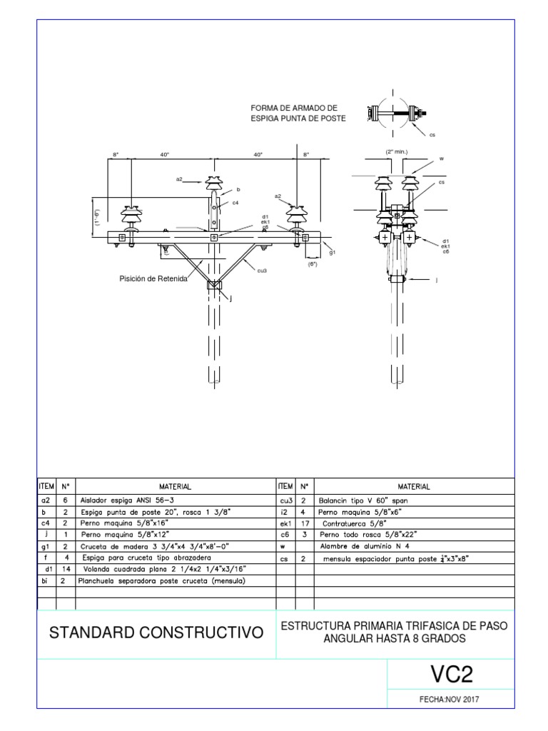 Standard Constructivo: Forma de Armado de Espiga Punta de Poste | PDF