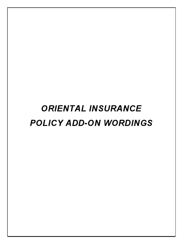 Oriental Add Ons Wordings | PDF | Career & Growth