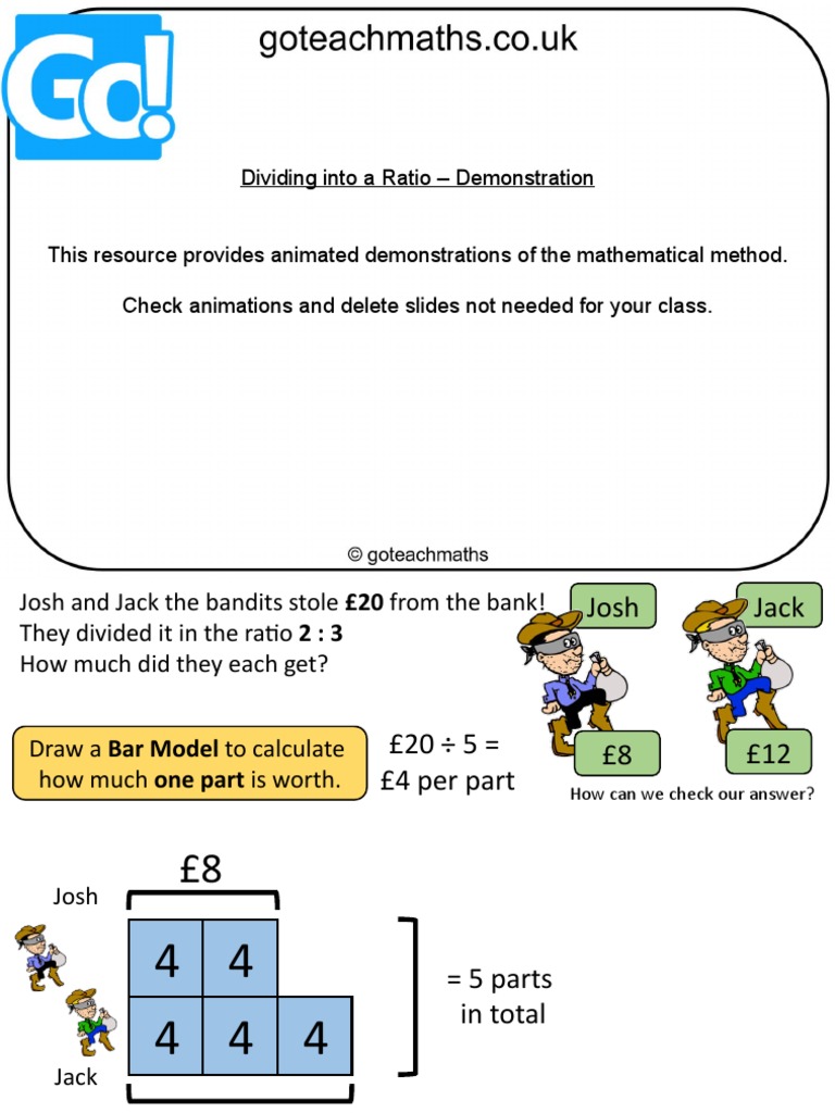 Dividing Into A Ratio Demonstration | PDF