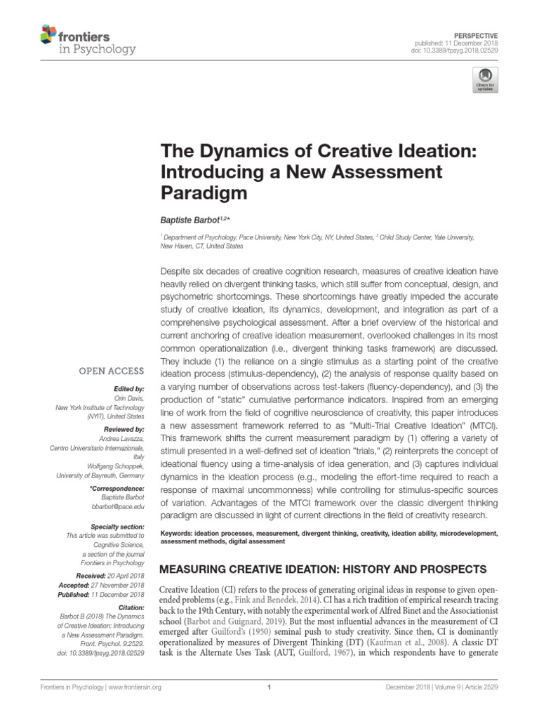 The Dynamics of Creative Ideation Introducing A Ne | PDF | Creativity | Psychology