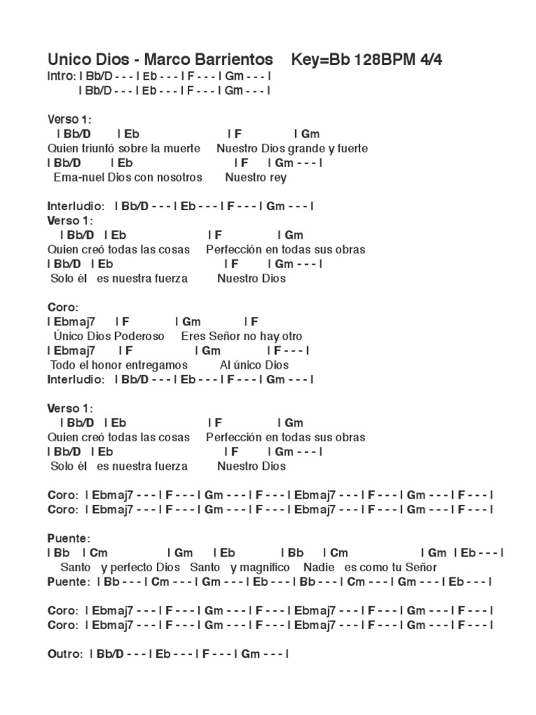 Unico Dios - Marco Barrientos | PDF