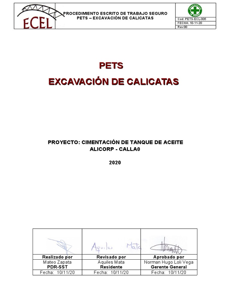 PETS-EXCAVACION-DE-CALICATAS | PDF | Suelo | Roca (geología)