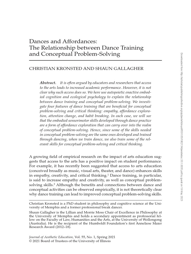 Dance Training and Problem-Solving Skills | PDF | Perception | Empathy