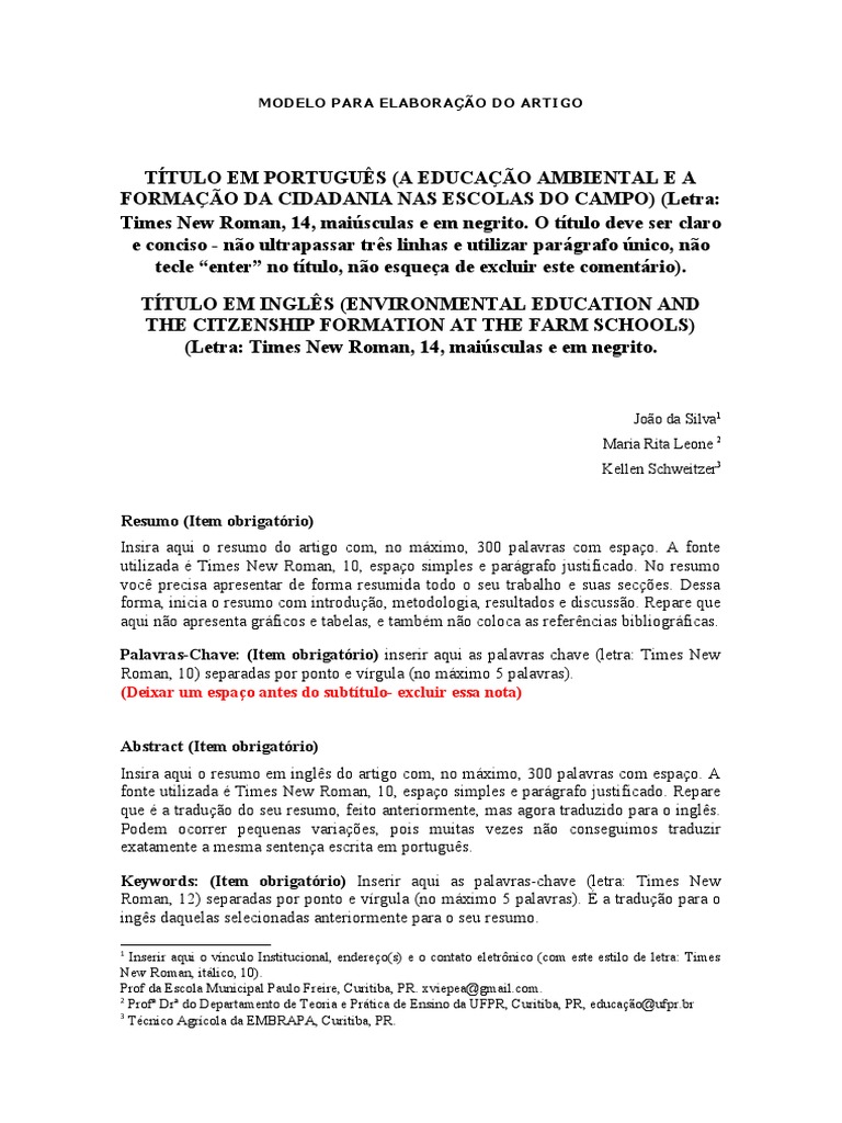 Modelo de Artigo | PDF | Abstract (resumo) | Estatísticas