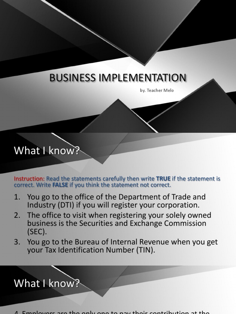 Business Implementation | PDF | Business | Employment
