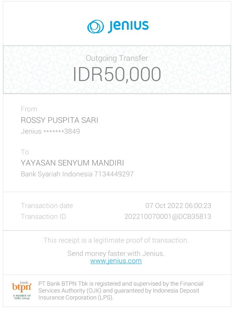 Jenius Ereceipt | PDF