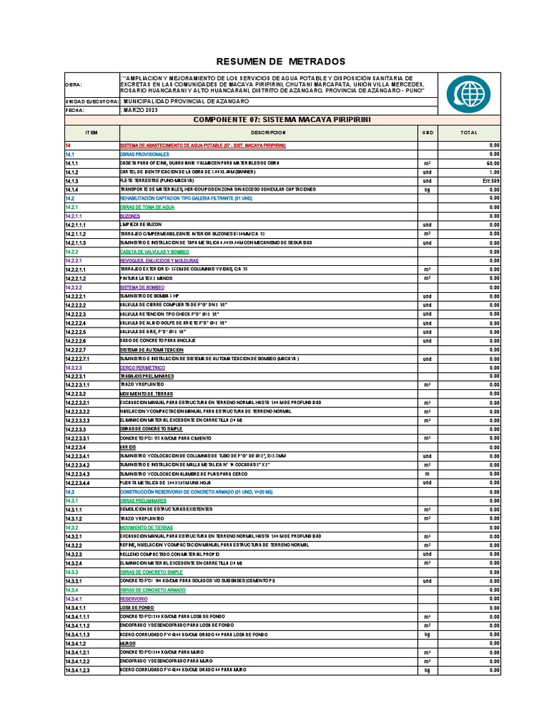 PLANILLA DE METRADOS MACAYA.-JUNIO | PDF | Hormigón | Material compuesto