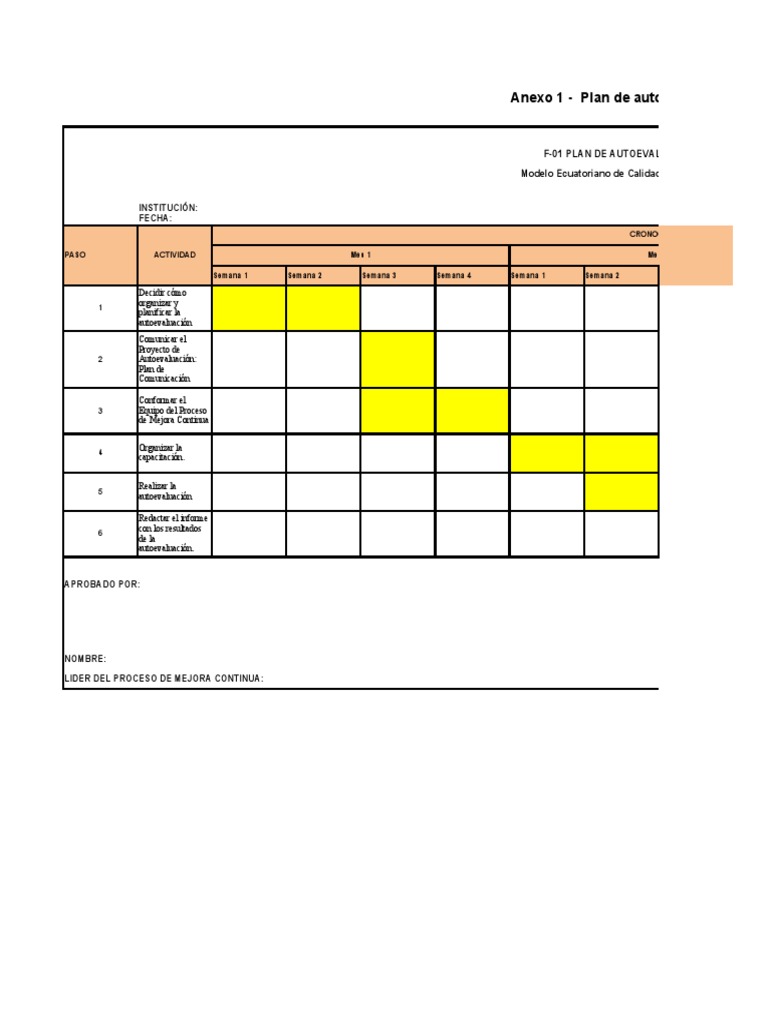 Formatos Modelo de Calidad y Excelencia | PDF | Planificación | Evaluación