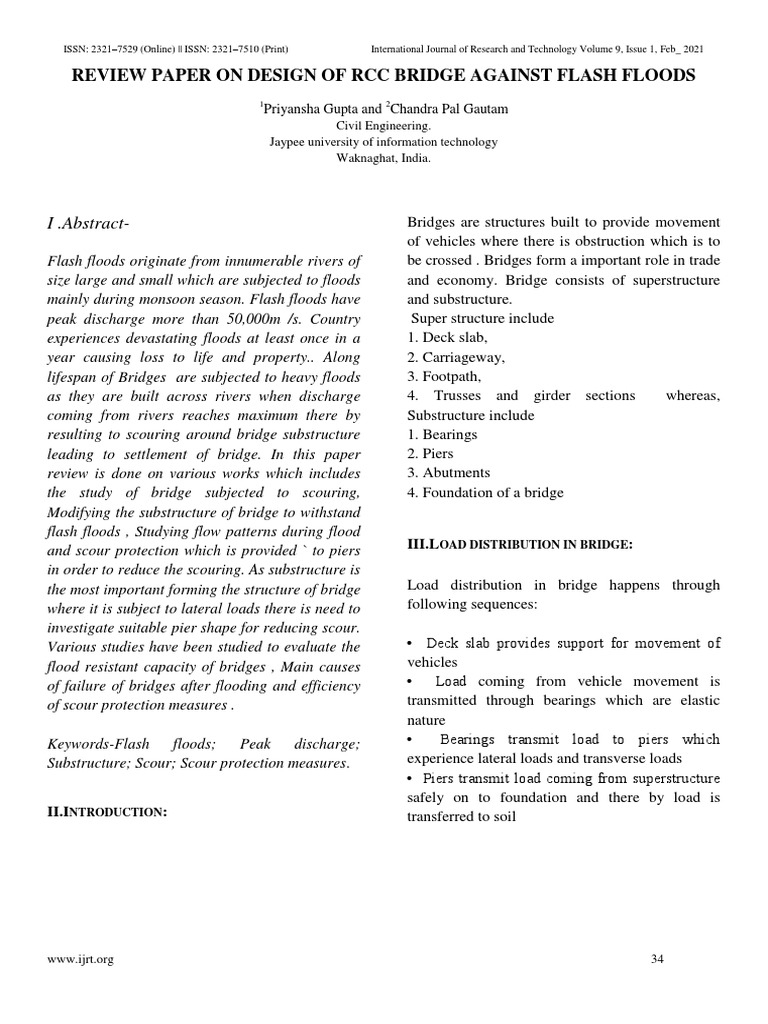 Design of Bridge Against Flash Flood | PDF | Civil Engineering | Earth ...