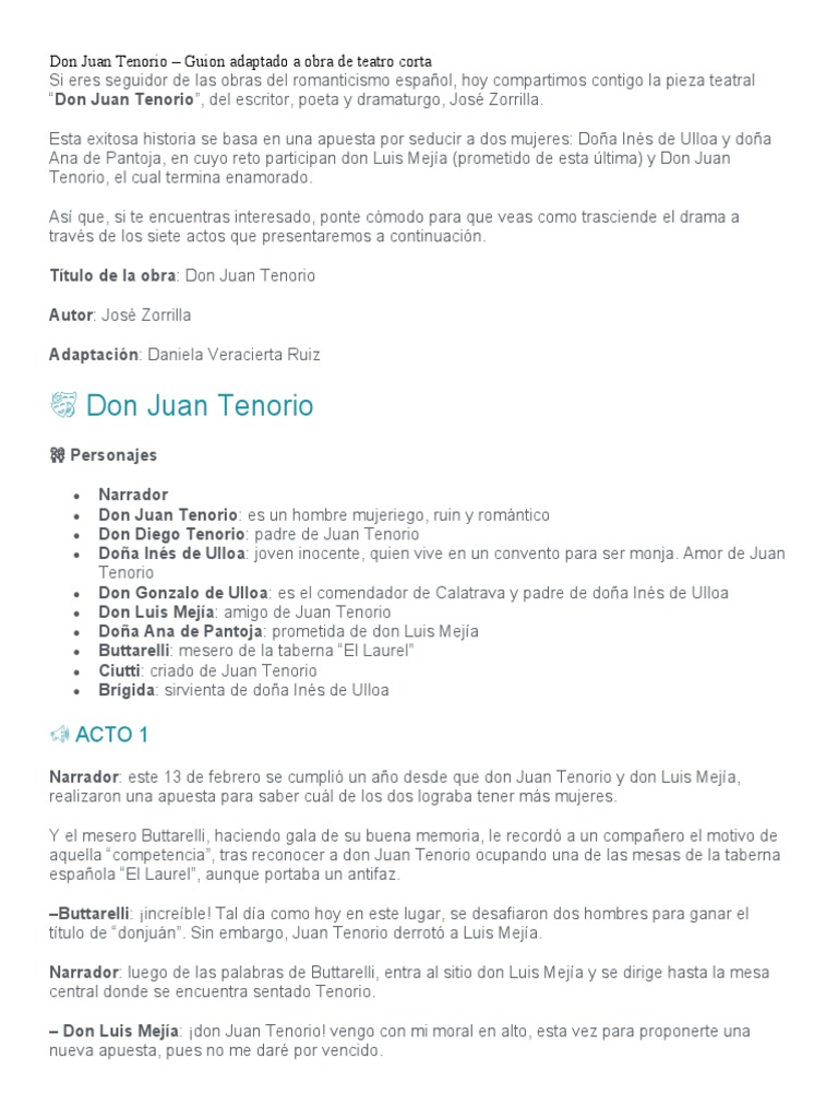 Don Juan Tenorio: Drama Romántico | PDF