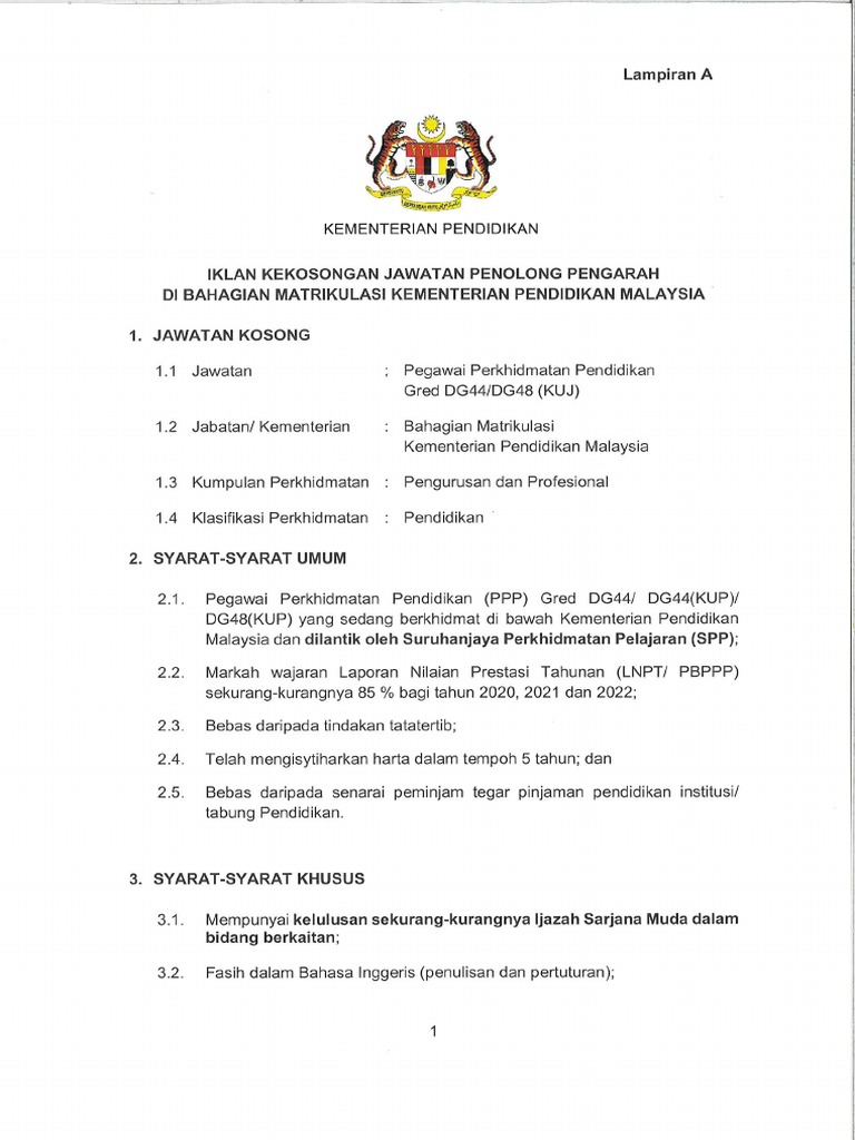 Lampiran A - Iklan Kekosongan | PDF