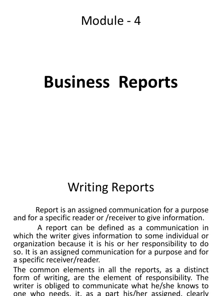 Module - 4 - Business Reports | PDF | Memorandum | Agenda (Meeting)