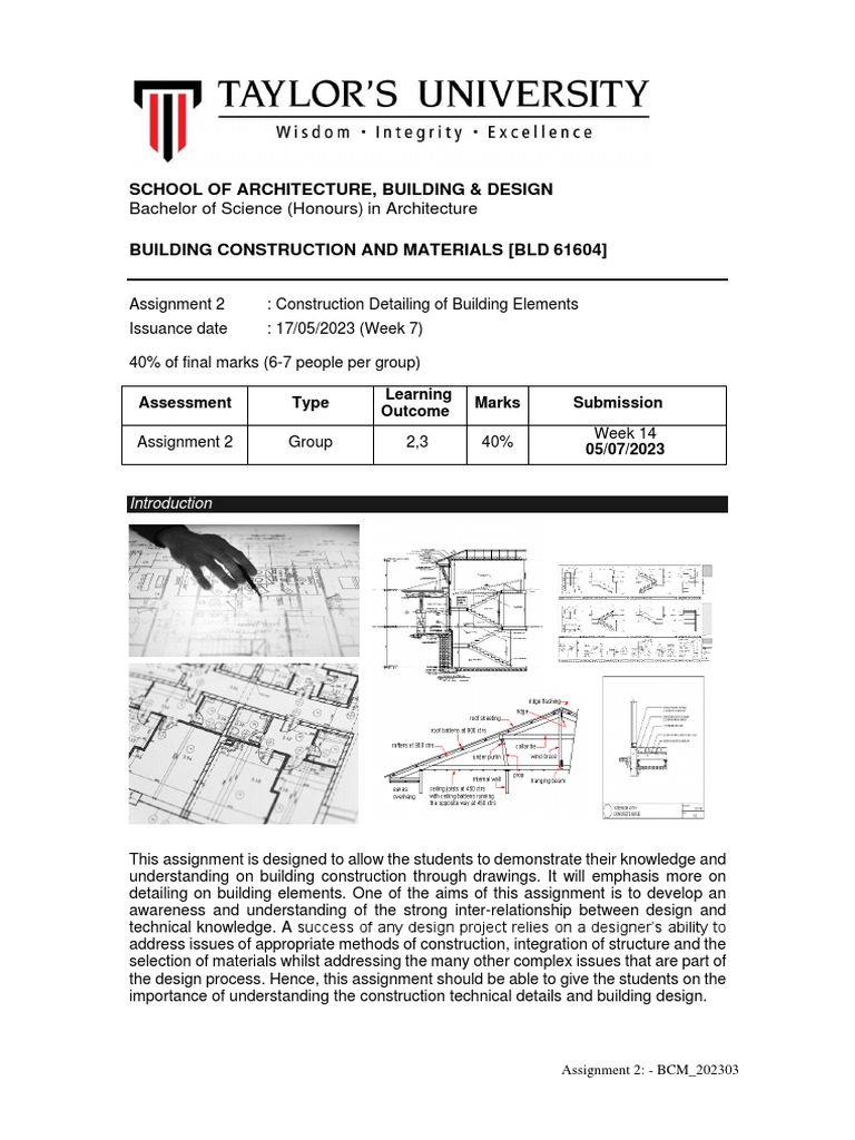 Assignment 2 - Construction Drawing - Mar2023 | PDF