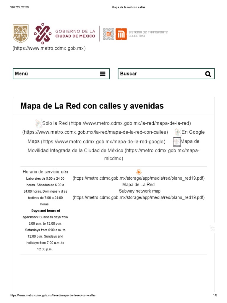 Mapa Del Metro CDMX de La Red Con Calles | PDF | Transporte de tierra ...
