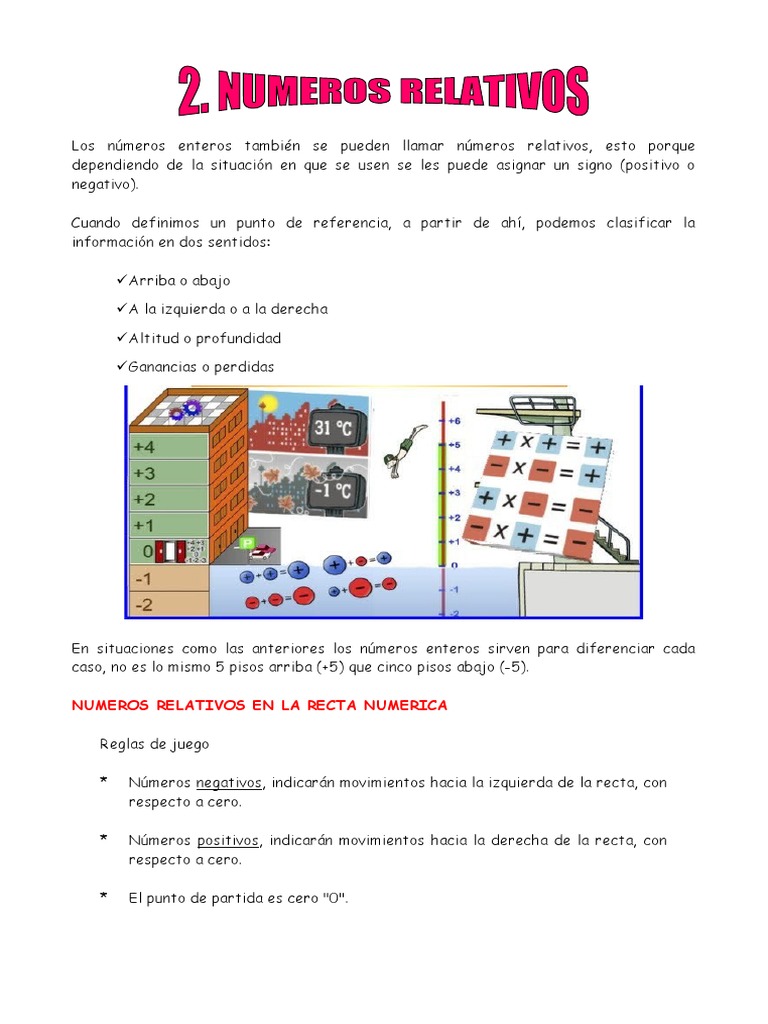 2. REPRESENTACION DE NUMEROS RELATIVOS | PDF | Entero | Matemáticas