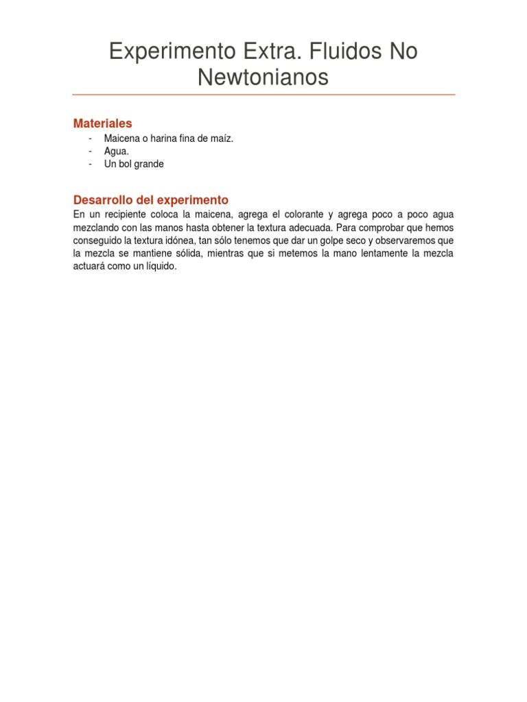 Experimento Extra. Fluidos No Newtonianos | PDF