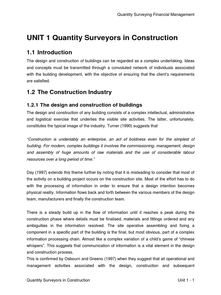 Unit 1 Quantity Surveyors in Construction | PDF | Procurement | Legal ...