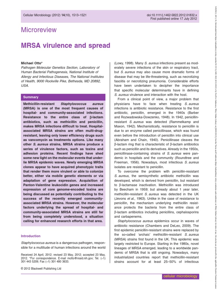 Cellular Microbiology - 2012 - Otto - MRSA Virulence and Spread | PDF ...