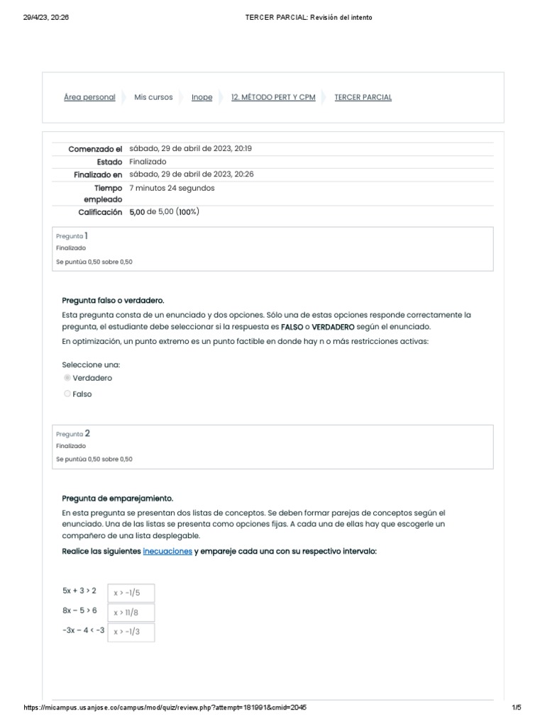 TERCER PARCIAL - (5.0) Inope | PDF | Ecuaciones | Programación lineal