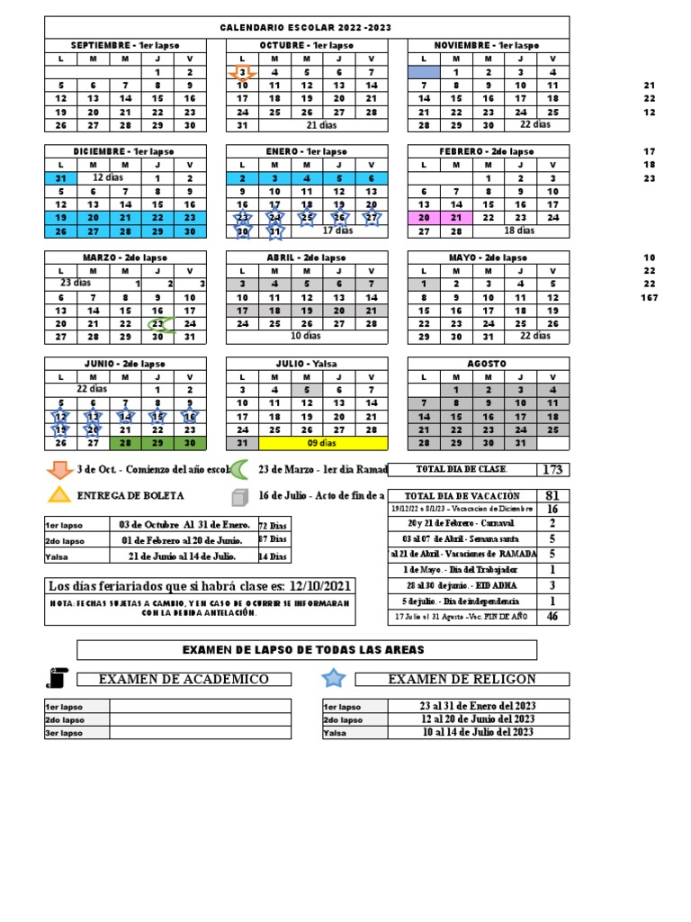 Calendario Escolar 22-23 | PDF