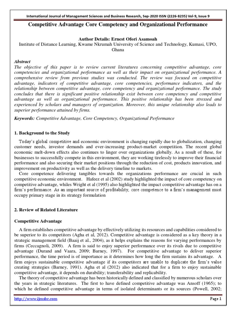 Competitive Advantage Core Competency An | PDF | Competitive Advantage | Strategic Management