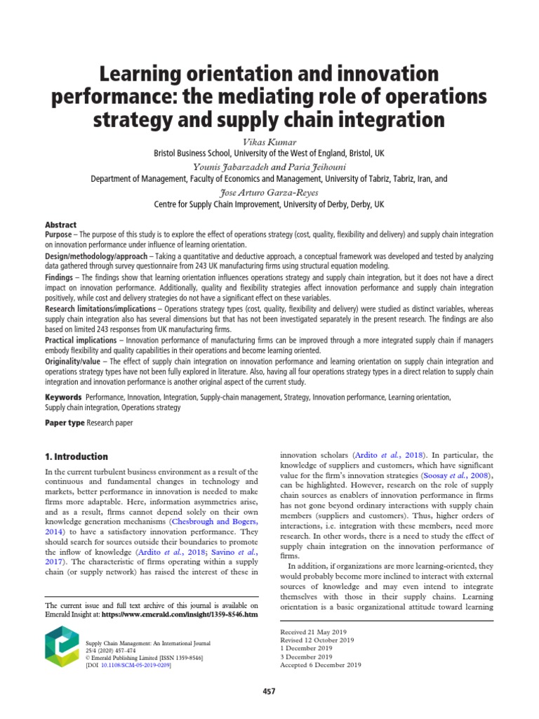 Learning Orientation and Innovation Performance - The Mediating Role of Operations Strategy and ...