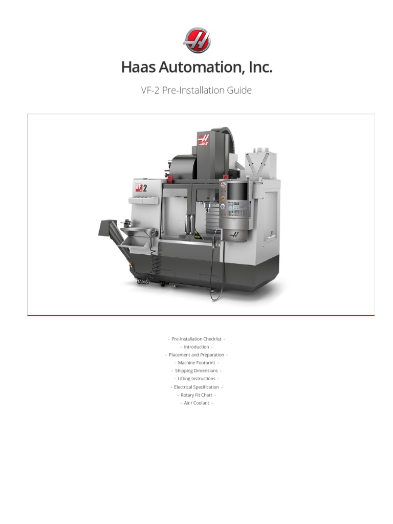 Haas VF2 - Preinstall Guide | PDF | Electricity | Power Engineering