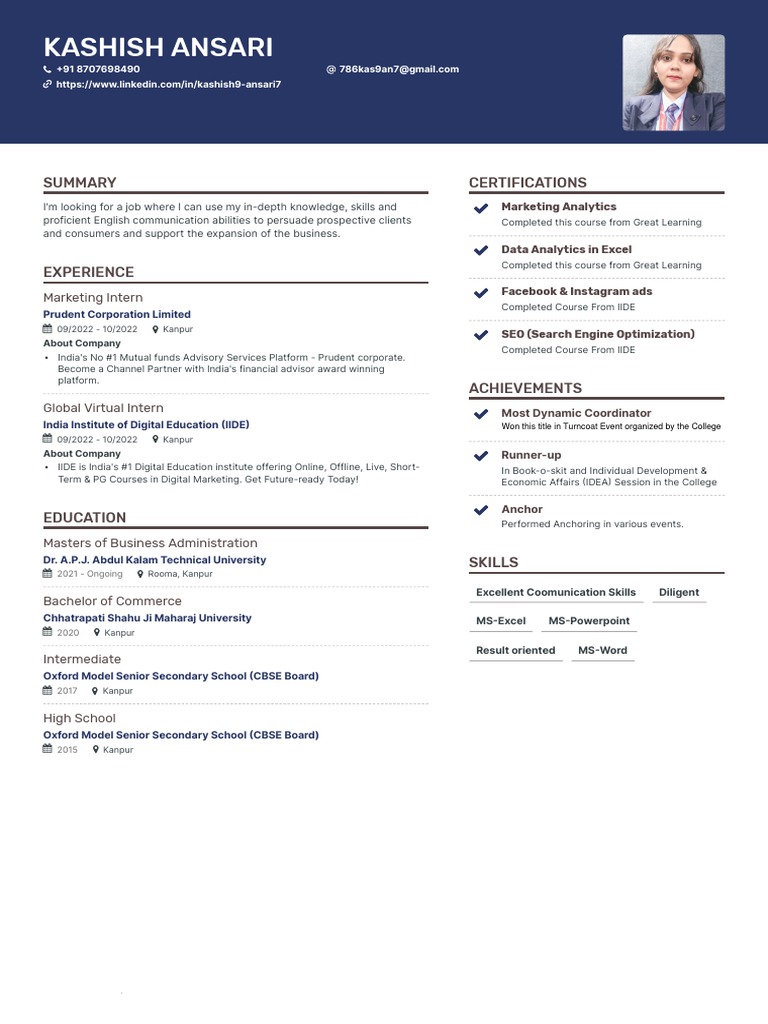 Resume Kashish Ansari | Download Free PDF | Educational Technology | Business