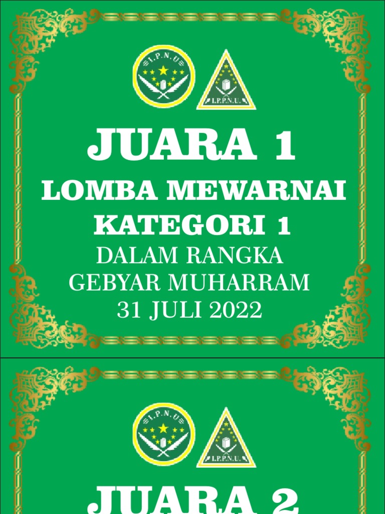 Desain Stiker Piala Juara Lomba Mewarnai | PDF | Olahraga & Rekreasi ...