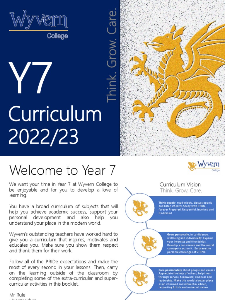 Y7-Curriculum-Parent-and-Student-Booklet | PDF | Curriculum | Learning