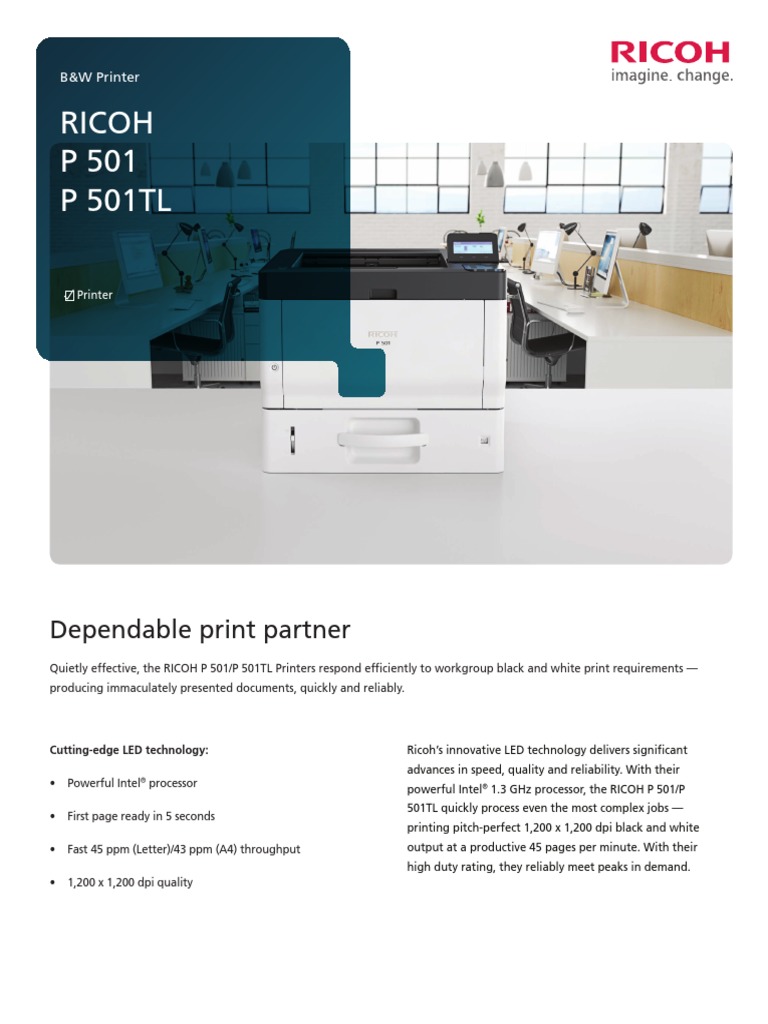 P501DATASHEET | PDF | Printer (Computing) | Network Interface Controller