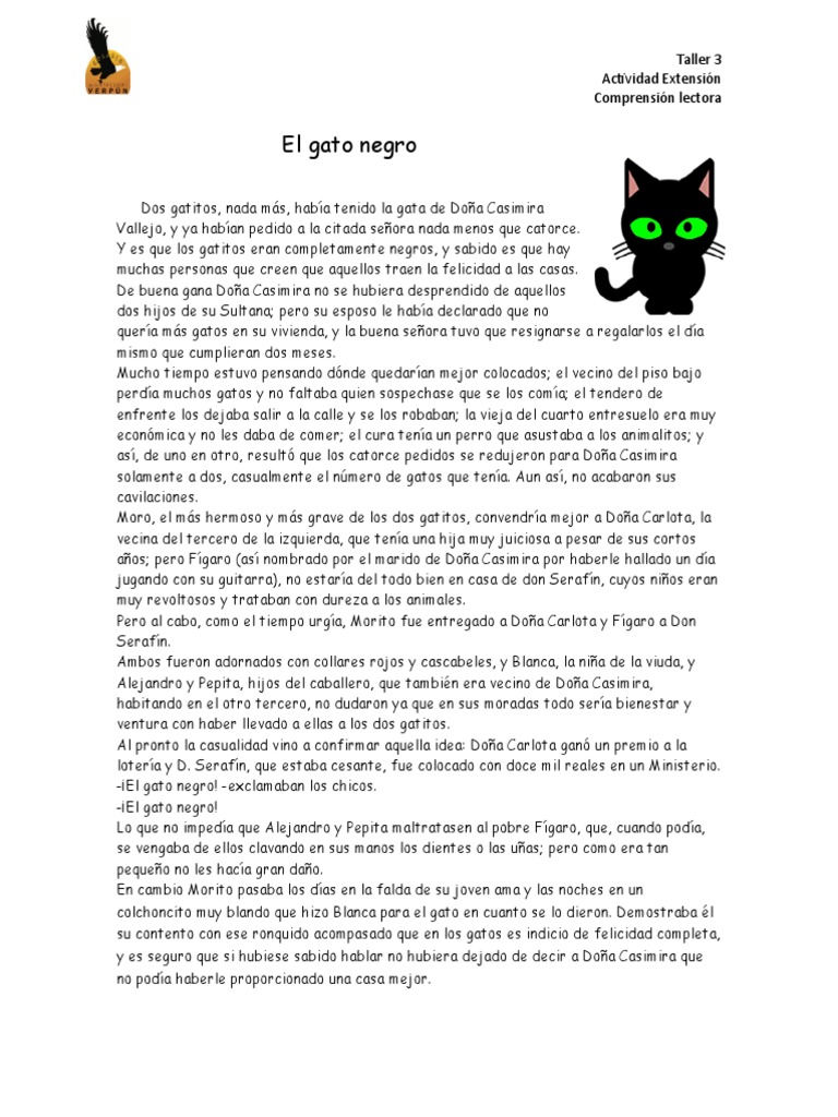El Gato Negro - Comprension Lectora | PDF