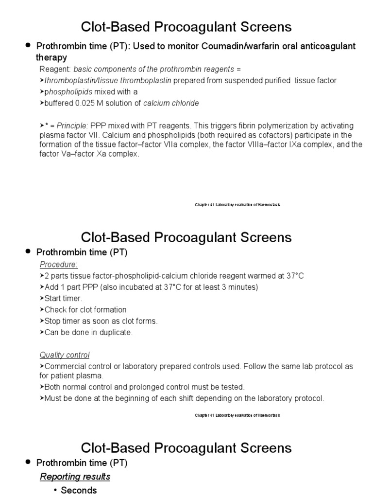 Chapter 41 Laboratory Evaluation of Haemostasis Part 3 | PDF | Coagulation | Blood