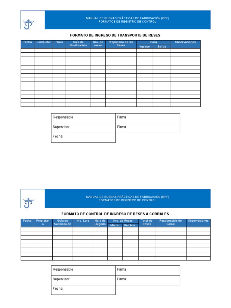 Anexos - Formatos de Control Manual | PDF | Salud pública