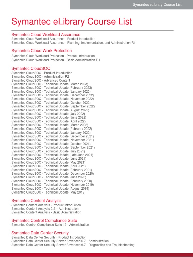 Elibrary Course Catalog Symantec 01apr23 | PDF | Proxy Server | Transport Layer Security