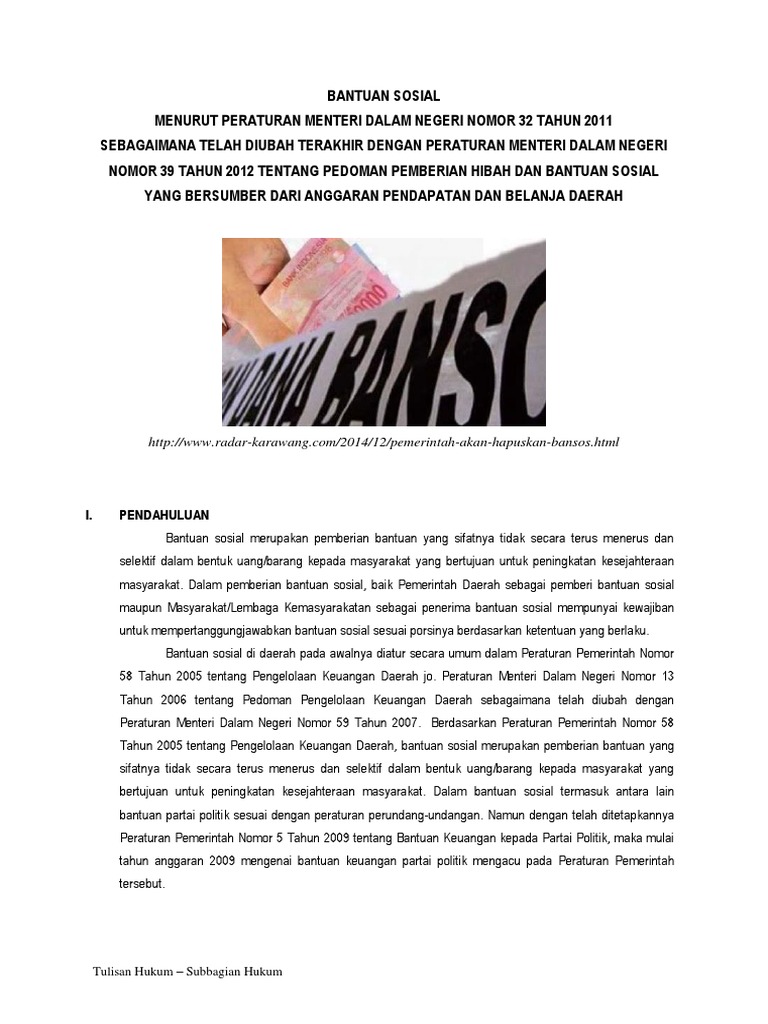 Tulisan Hukum Bansos | PDF