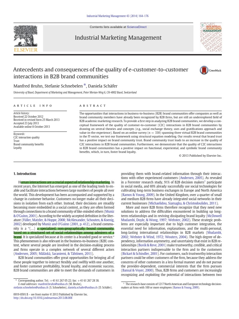 Brand Communities - Antecedents and Consequences of The Quality of E-Customer-To-Customer ...