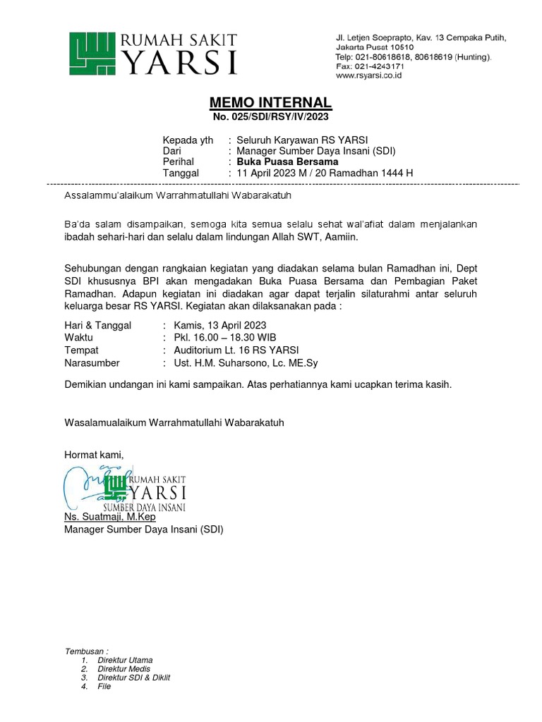 MEMO 025 Buka Puasa Bersama | PDF | Karier & Perkembangan | Ilmu Sosial