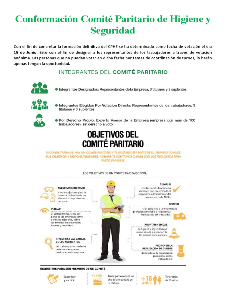 Difusión Conformación Comité Paritario de Higiene y Seguridad | PDF