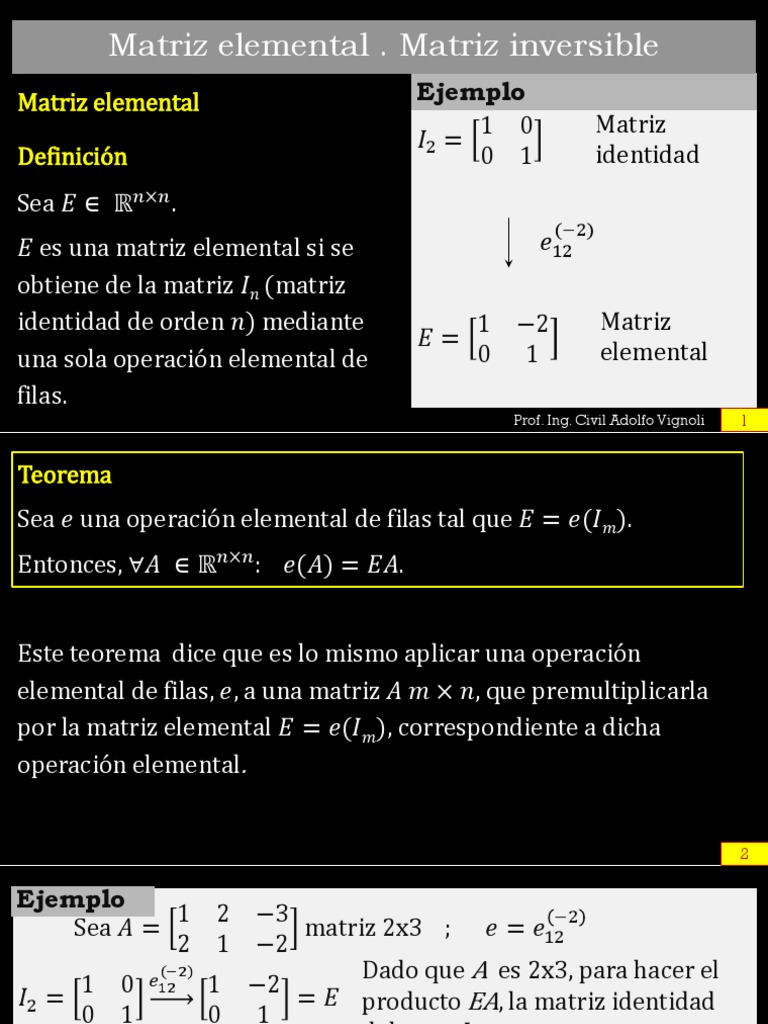 4 Matrices Elementales Mat Inversibles | Descargar gratis PDF | Matriz ...