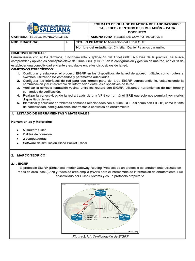 Práctica 04 Tunnel GRE | PDF | Enrutador (Computación) | Protocolos de internet