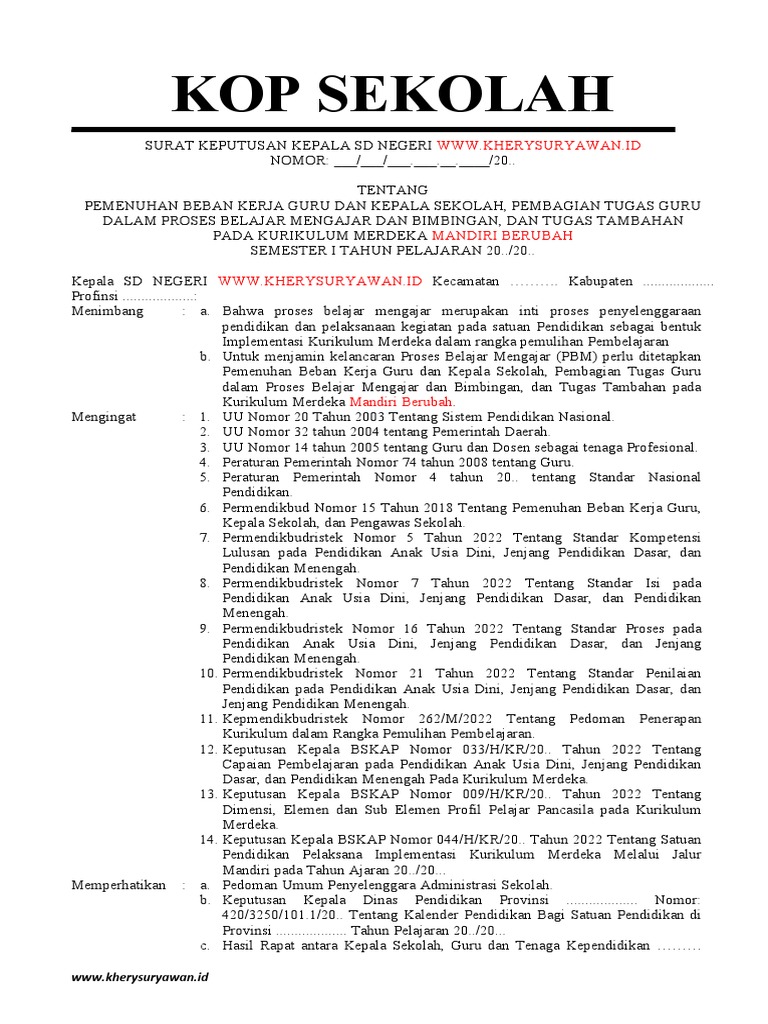 SK PBM Kurikulum Merdeka 2023-2024 | PDF