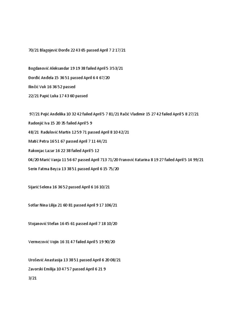 Results English Stream | PDF