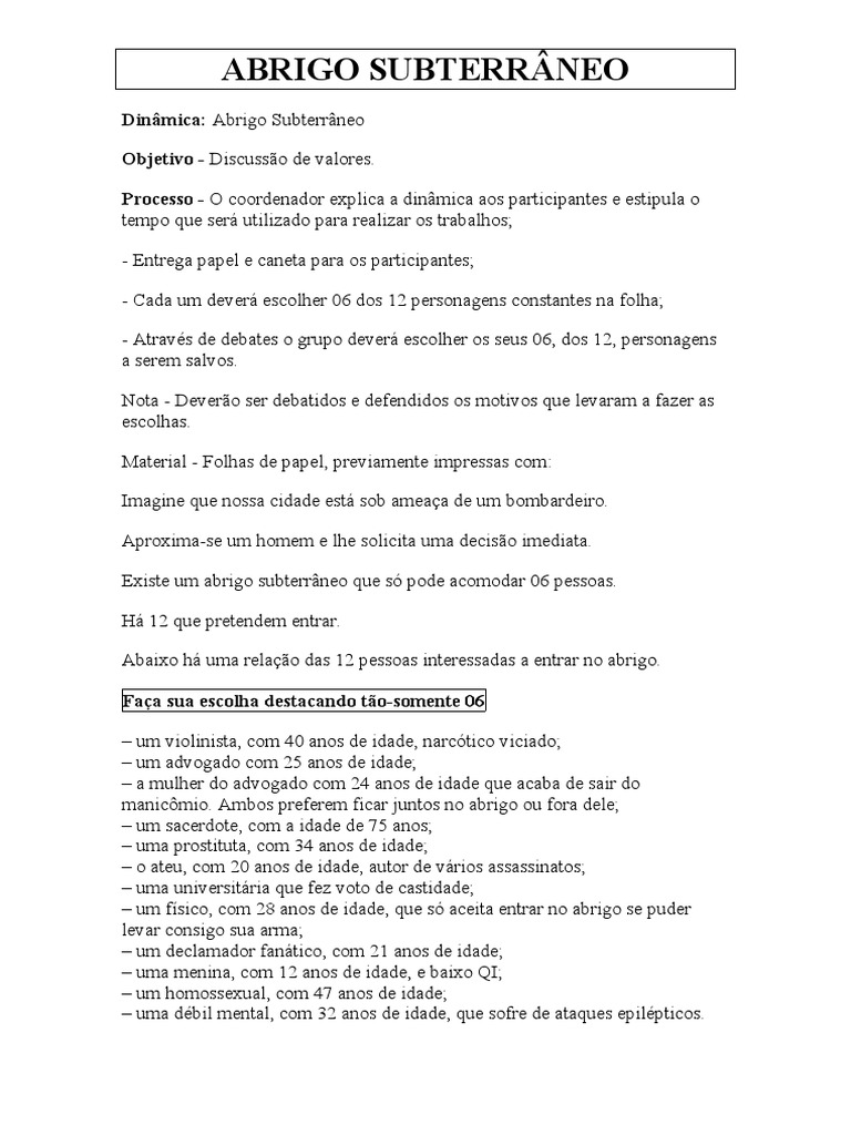 ABRIGO SUBTERRÂNEO | PDF