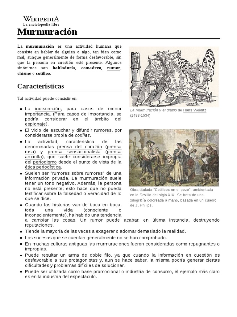 Murmuración: Rumores y su impacto | PDF | Comunicación humana ...