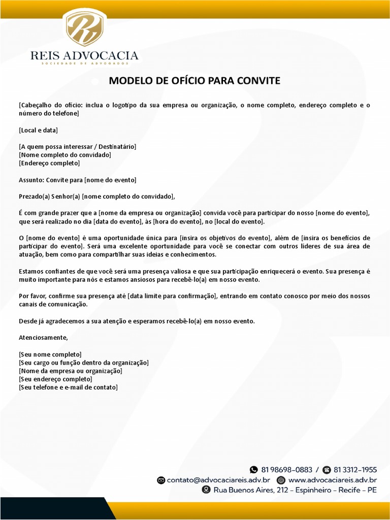 Modelo de Ofício para Convite Oficial | PDF | Carreira e Crescimento | Negócios
