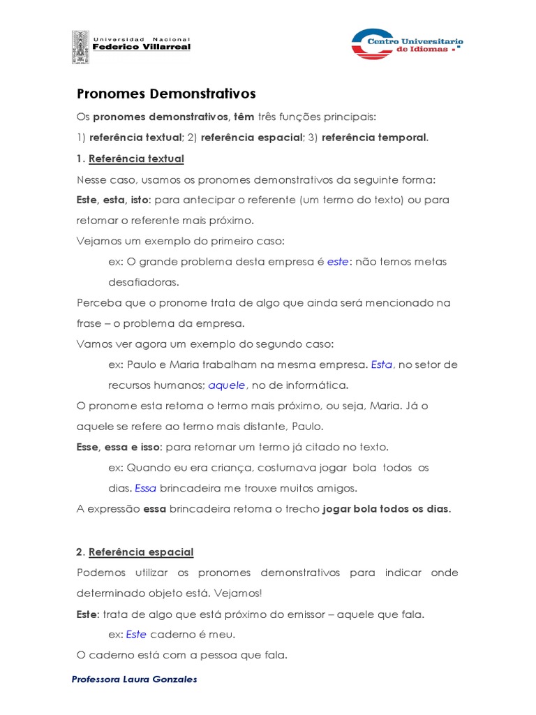 Pronomes Demonstrativos | PDF